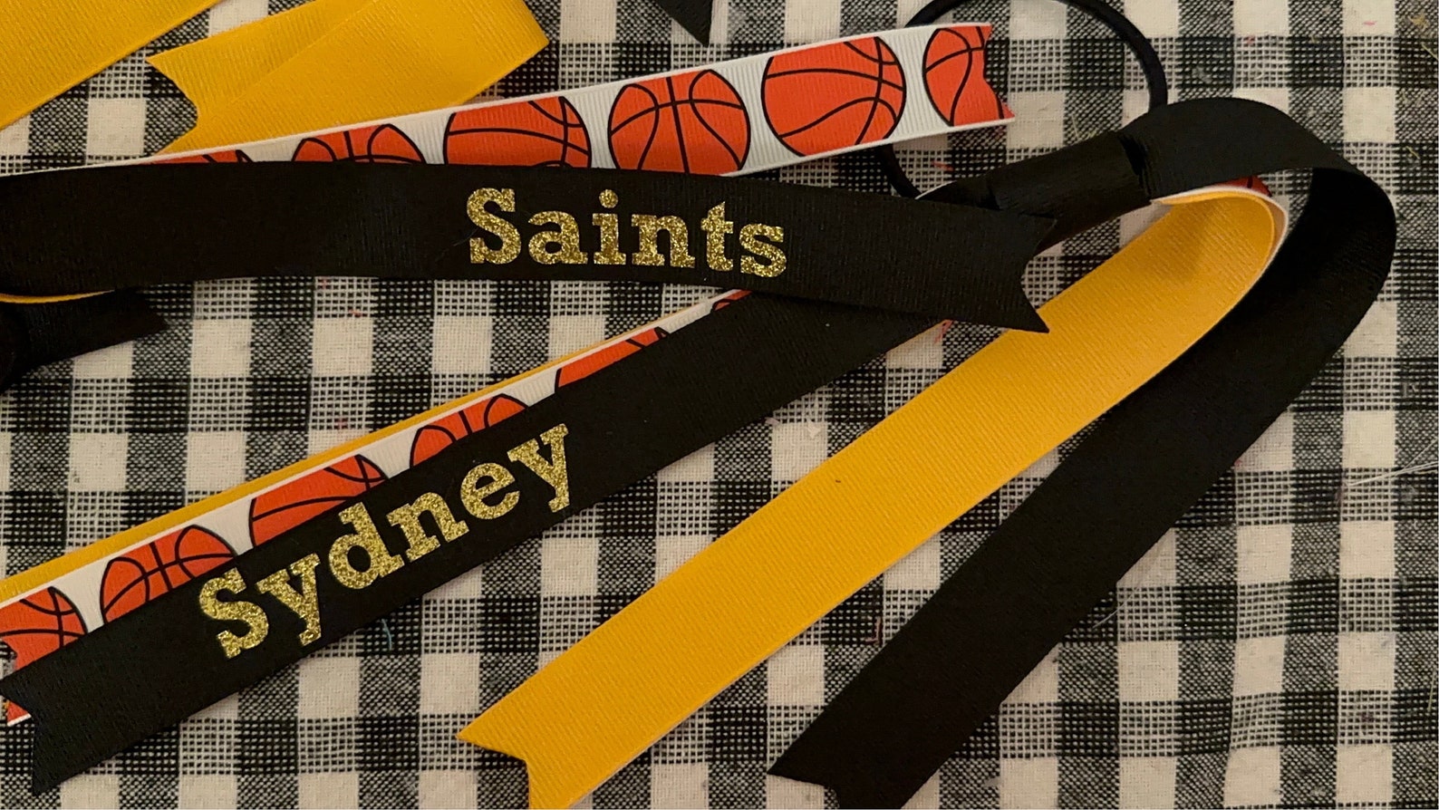 Custom Basketball Personalized Sports Team Ribbon for Girls, Ponytail ...