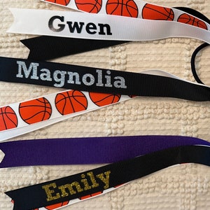 Custom Basketball Personalized Sports Team Ribbon for Girls, Ponytail ...
