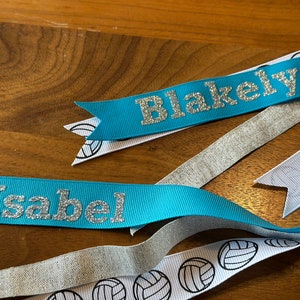Custom Volleyball Team Sport Ribbons, Hair Ties, Streamer Bows, and ...