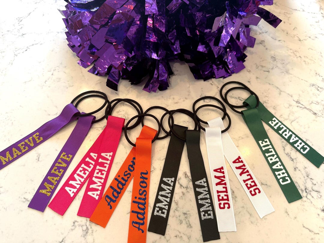 Pom Pom Name Tags - Set of 2 - Cheer - Cheerleader - Name ...