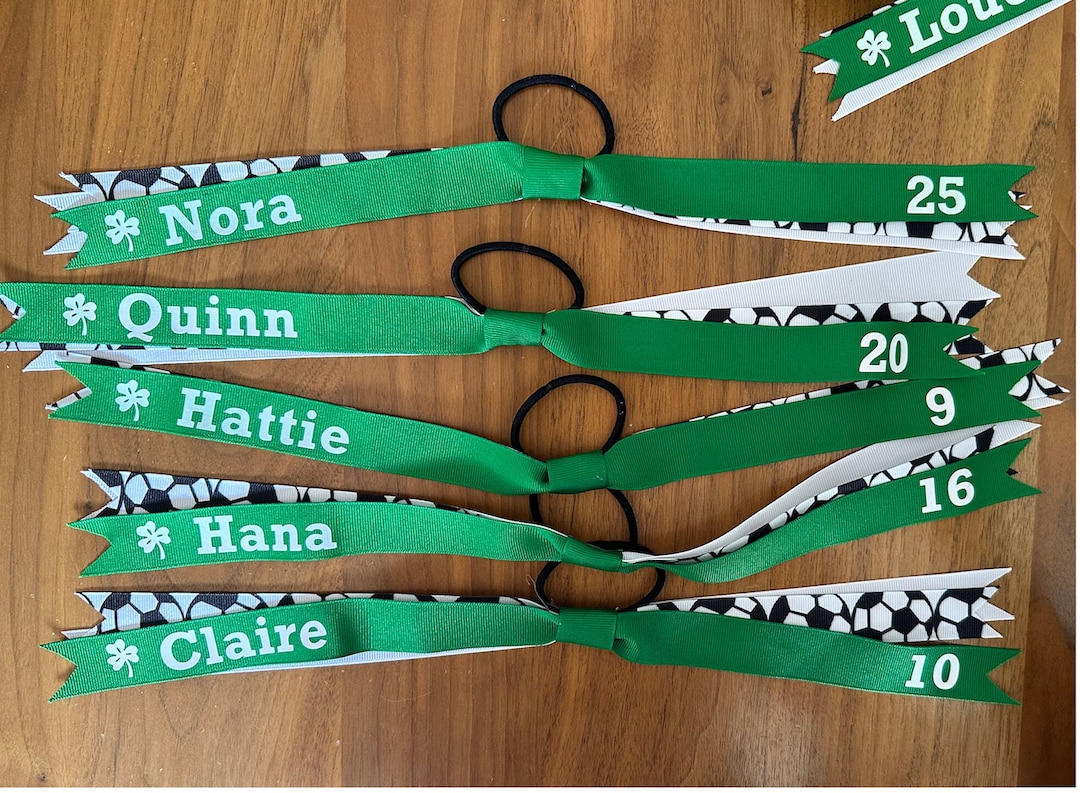 Custom Personalized Sports Team Ribbon, Ponytail Hair Ties, Streamer ...
