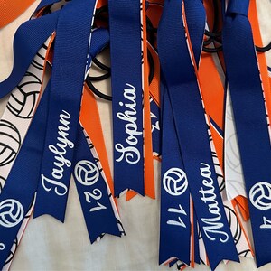 Custom Volleyball Team Sport Ribbons, Hair Ties, Streamer Bows, and ...