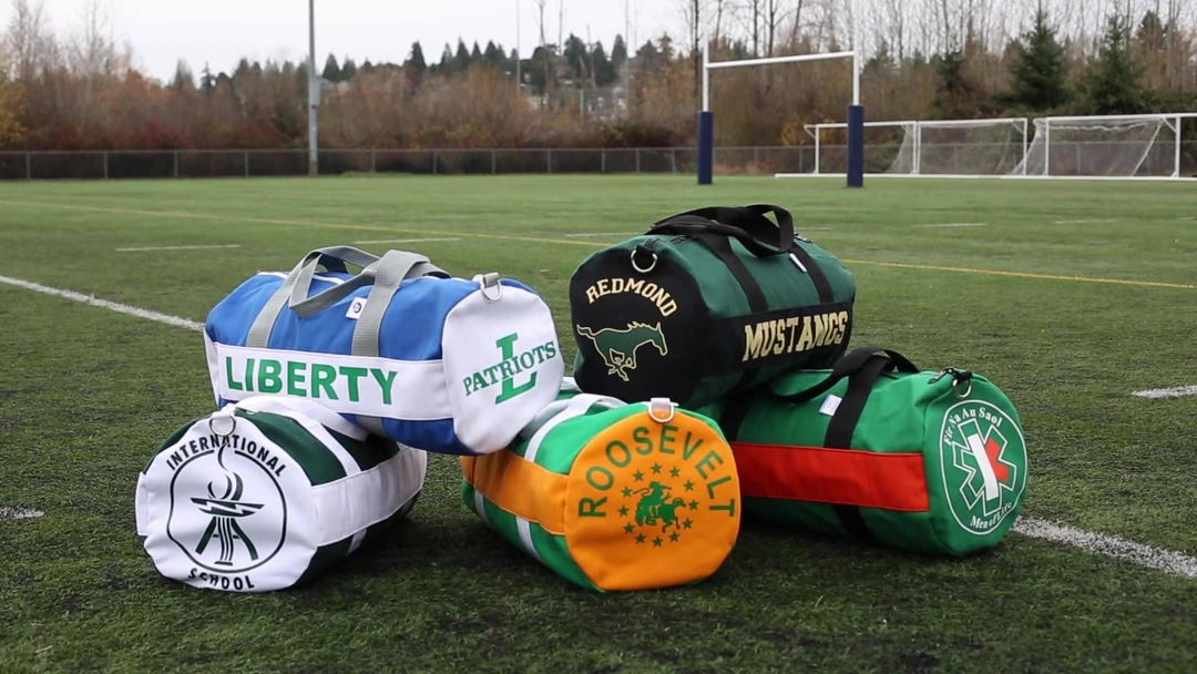 Retro Custom Team Duffle Bags Personalized With Names Logos and Colors ...