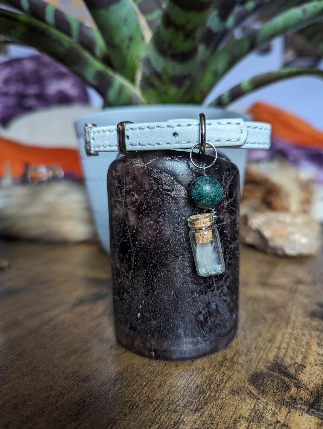 Cat Collar With Selenite and Emerald Protection Charm - Etsy