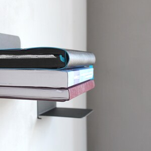 Minimalist Floating Metal Bookshelf: Invisible Book Holder, Black Steel ...