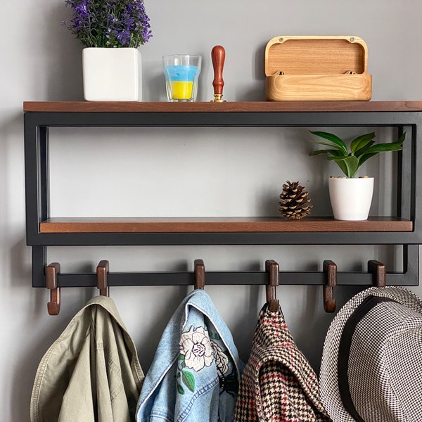 Floating Shelf With Hooks - Etsy