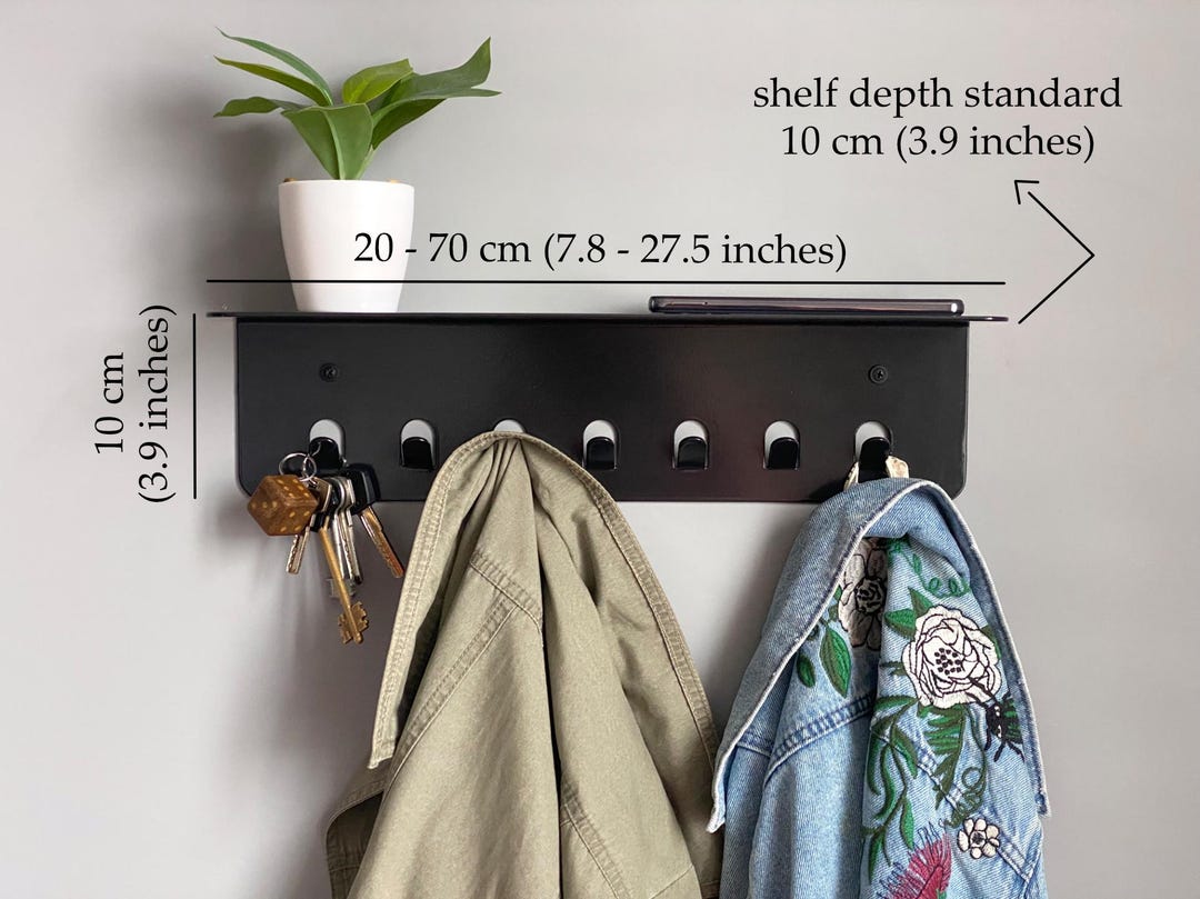 Modern Metal Wall Key Holder With Shelf – Industrial Entryway Organizer ...