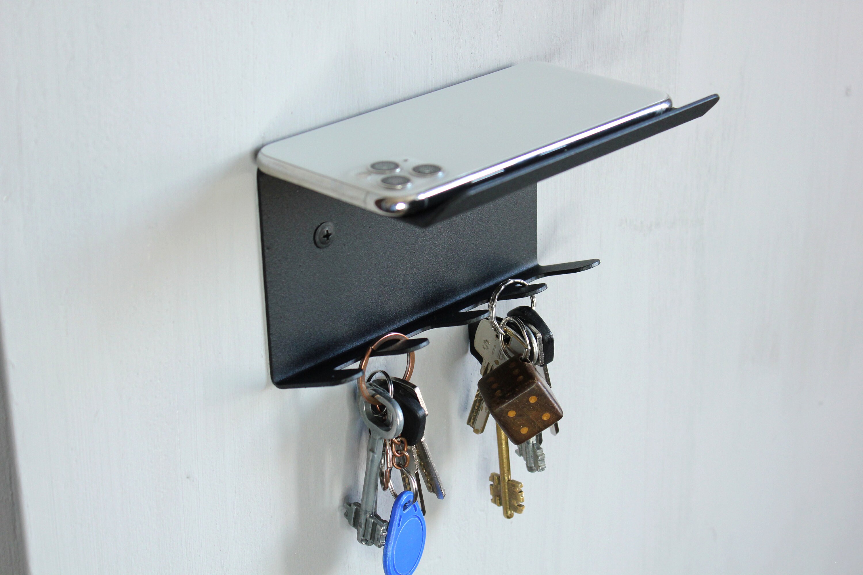 Wall Mounted Key Holder With Shelf, Mail Holder Metal Key Holder Rack ...
