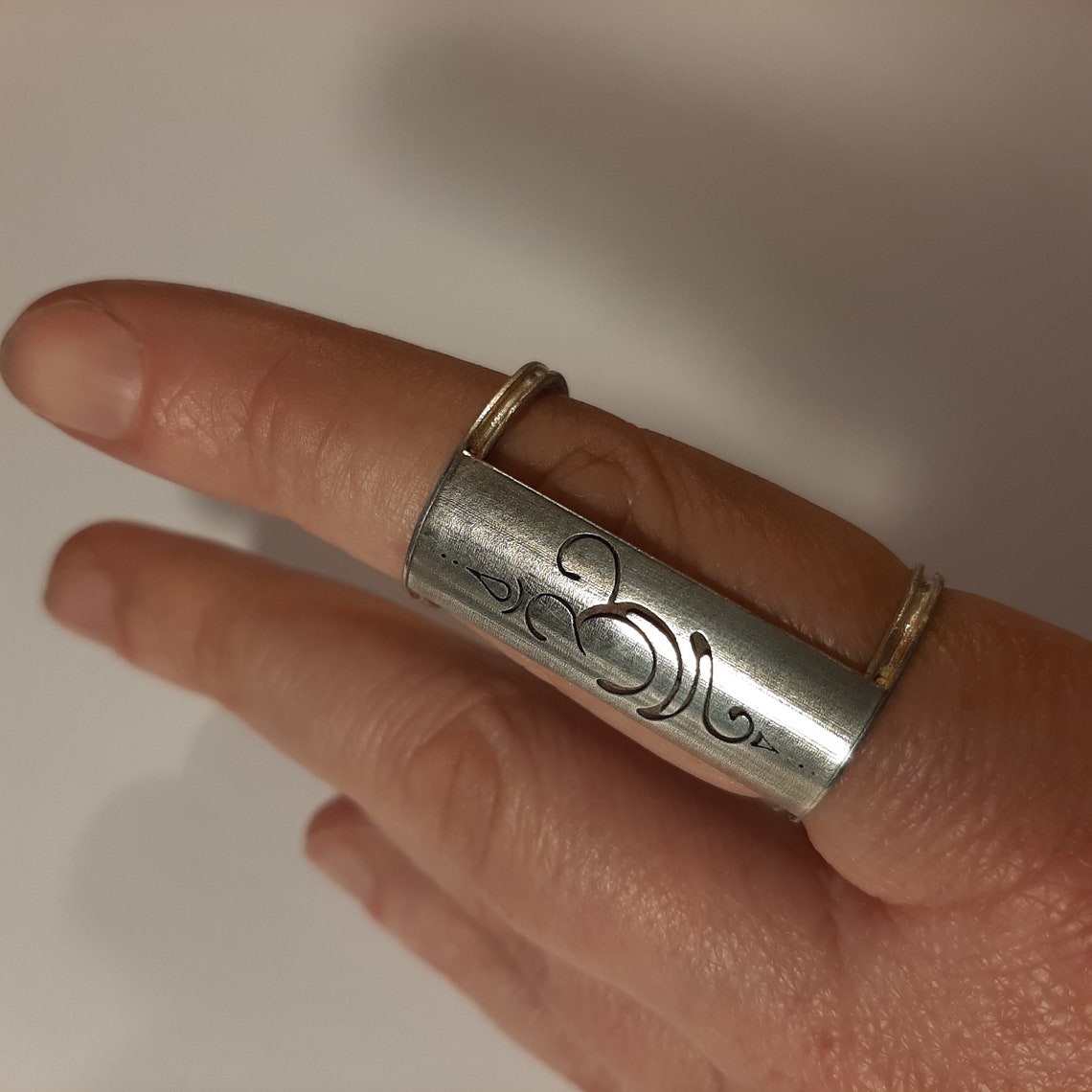 Trigger Finger Silver Ring Splint Breath in Sanscrit - Etsy