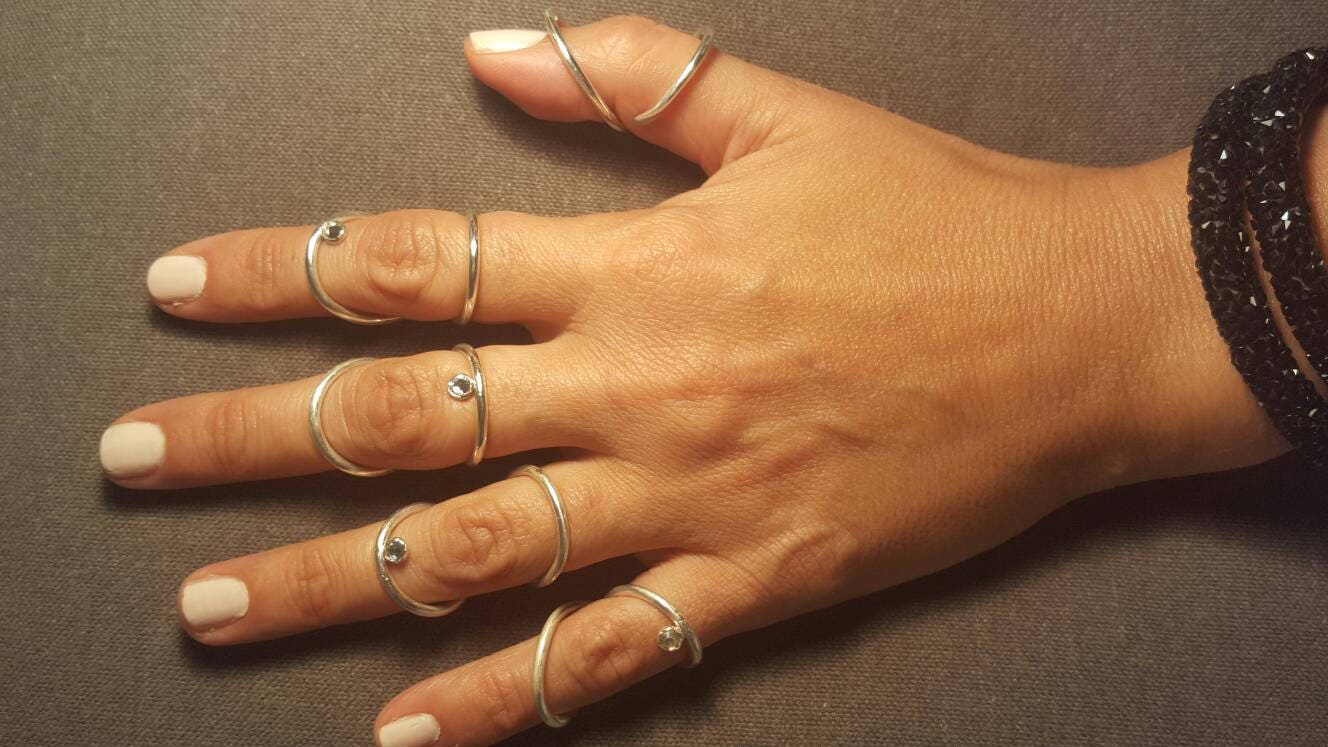 Swan Neck silver ring splint set of 5 | Etsy