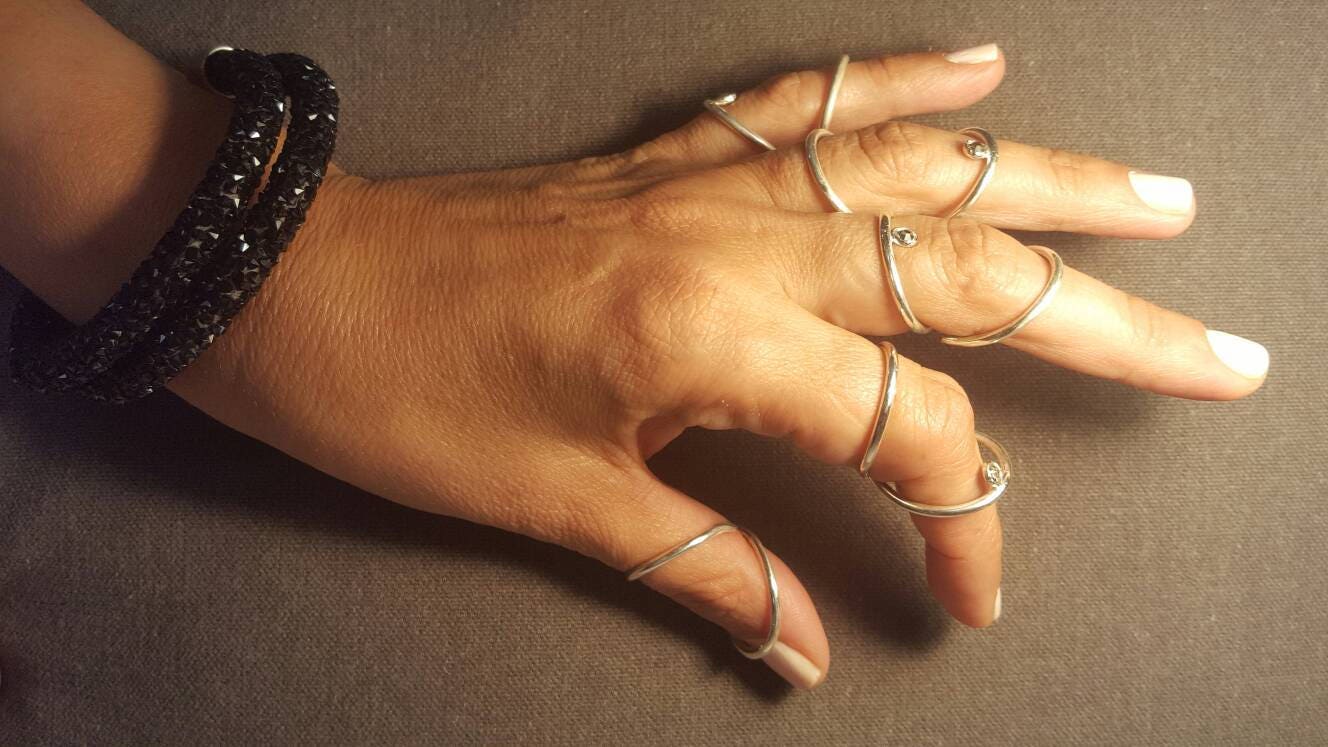 Swan Neck Silver Ring Splint Set of 5 | Etsy