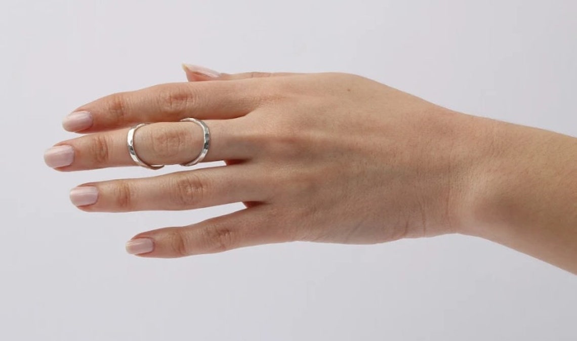 Swan Neck Ring Splint Sterling Silver Hammered Adjustable - Etsy Australia