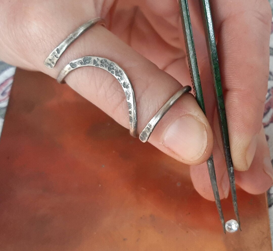 Trigger Finger Ring Splint Flowers Oxidized Sterling Silver 925 - Etsy