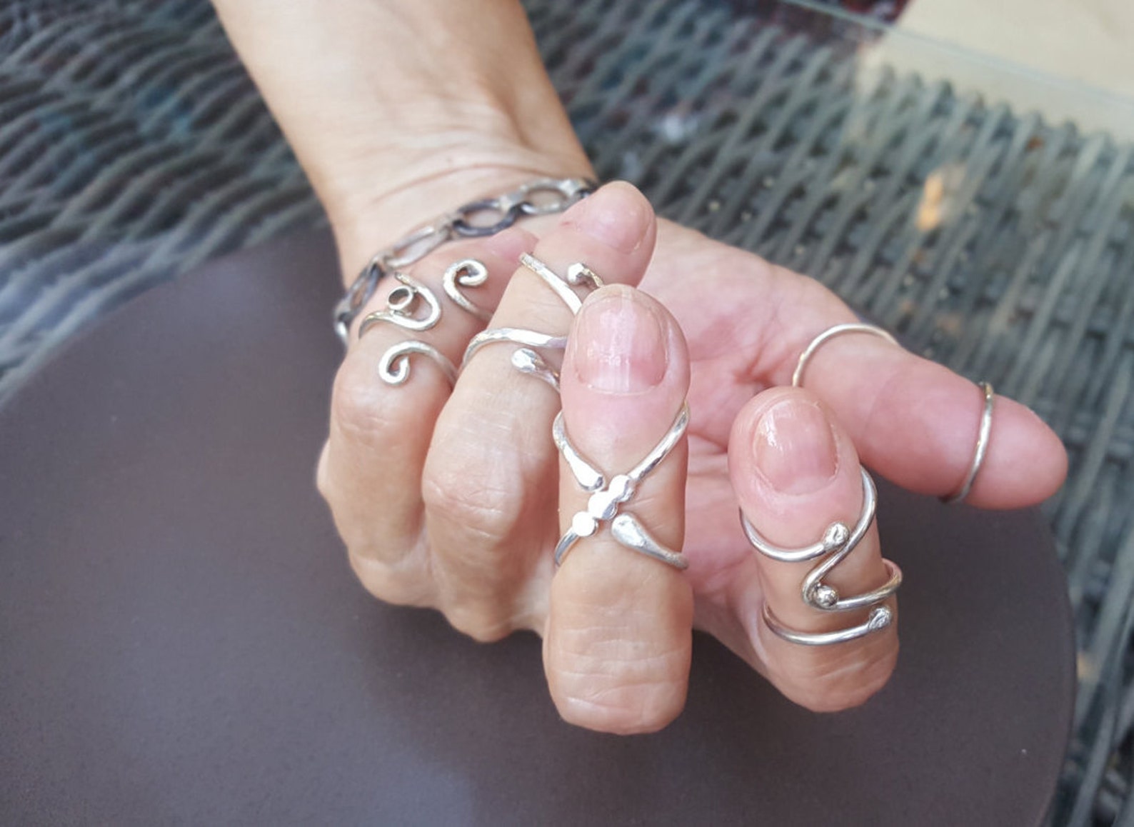 Artritis Finger Silver Ring Splint Hammered | Etsy