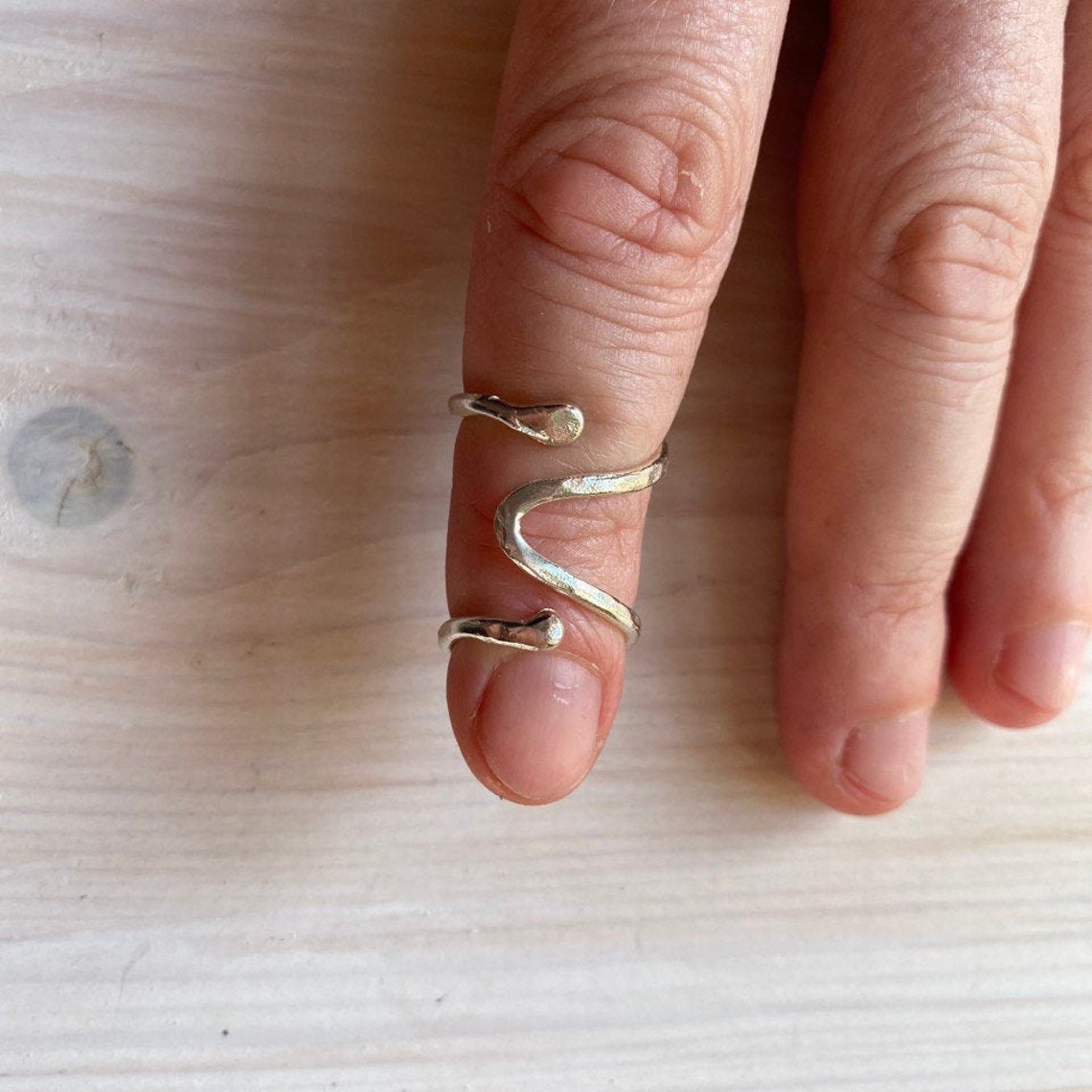 Artritis Finger Silver Ring Splint Hammered | Etsy