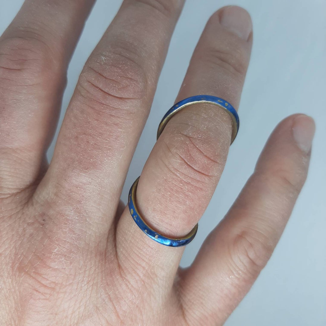 Titanium Ring Splint Anodized Two Color Eds Hypermobility Blue and Gold ...