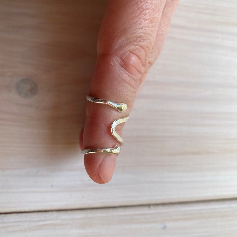 Artritis Finger Silver Ring Splint Hammered | Etsy