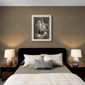 Abstract Oil Painting of a Couple Embracing - Sensual Wall Art - Lovers ...
