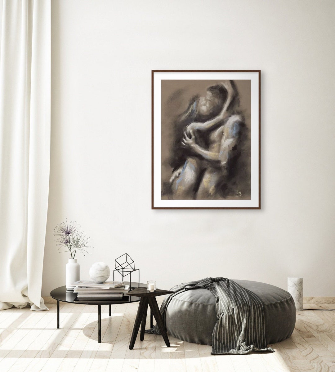 Abstract Painting of a Couple Sensual Wall Art Lovers Painting, Willow ...