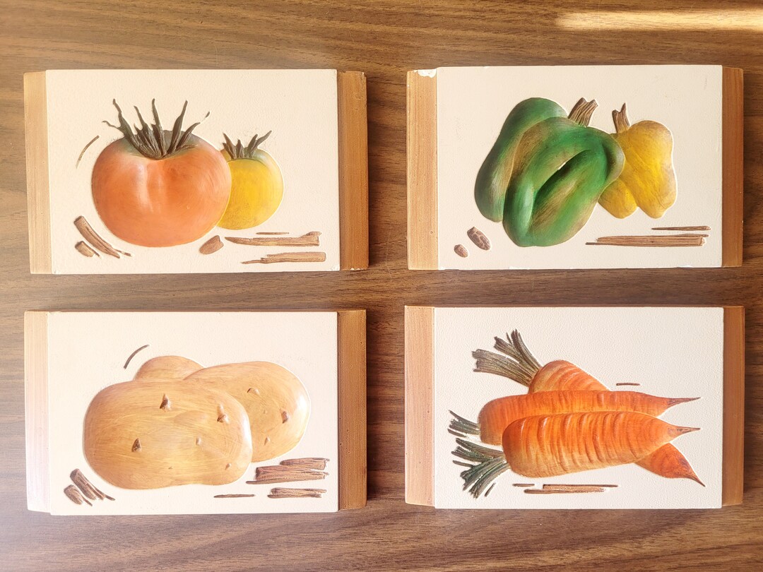 70s Handmade Chalkware Vegetable Wall Decor - Etsy