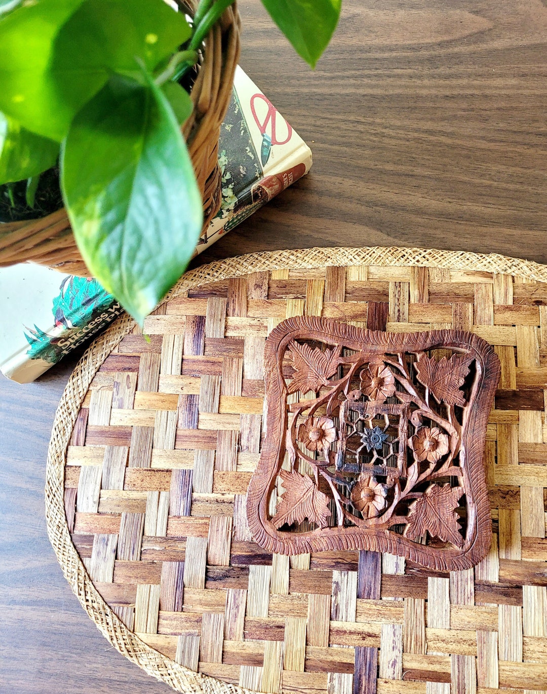 Hand-carved Wooden Trivit . Boho Wooden Plant Stand - Etsy
