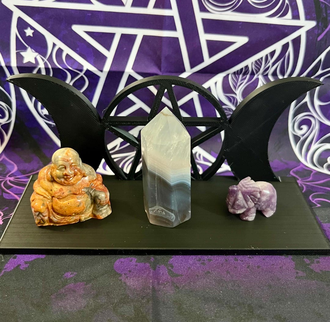 Triple Moon Pentagram Shelf: Crystal Display, Witchy Decor - Etsy