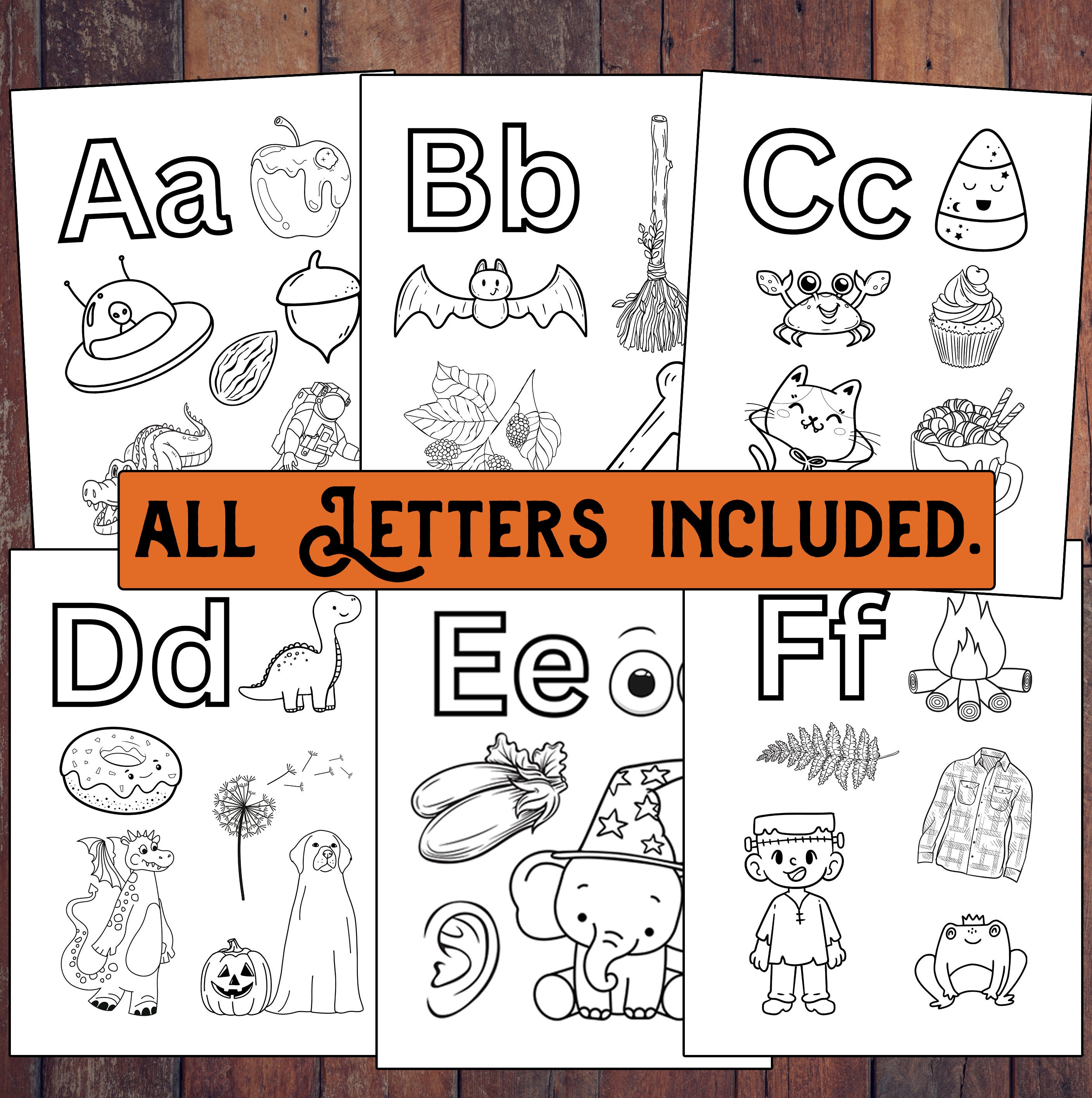 Simple Fall Autumn Alphabet Coloring Book, 26 Letters, Activity Book ...