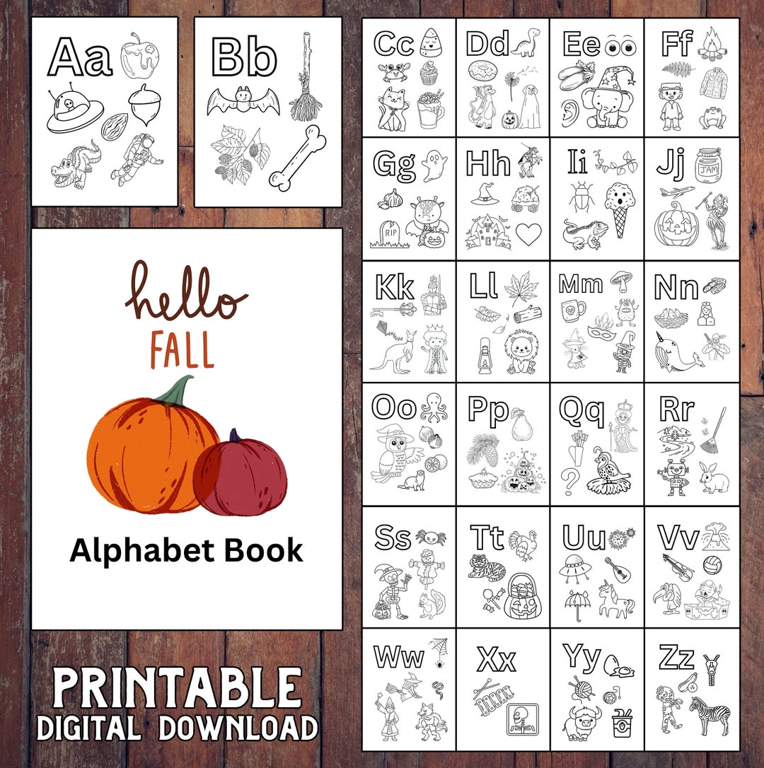 Simple Fall Autumn Alphabet Coloring Book, 26 Letters, Activity Book ...