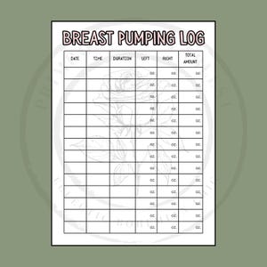 Simple Exclusive Breast Pumping Log Tracker Unlimited Printable Digital ...