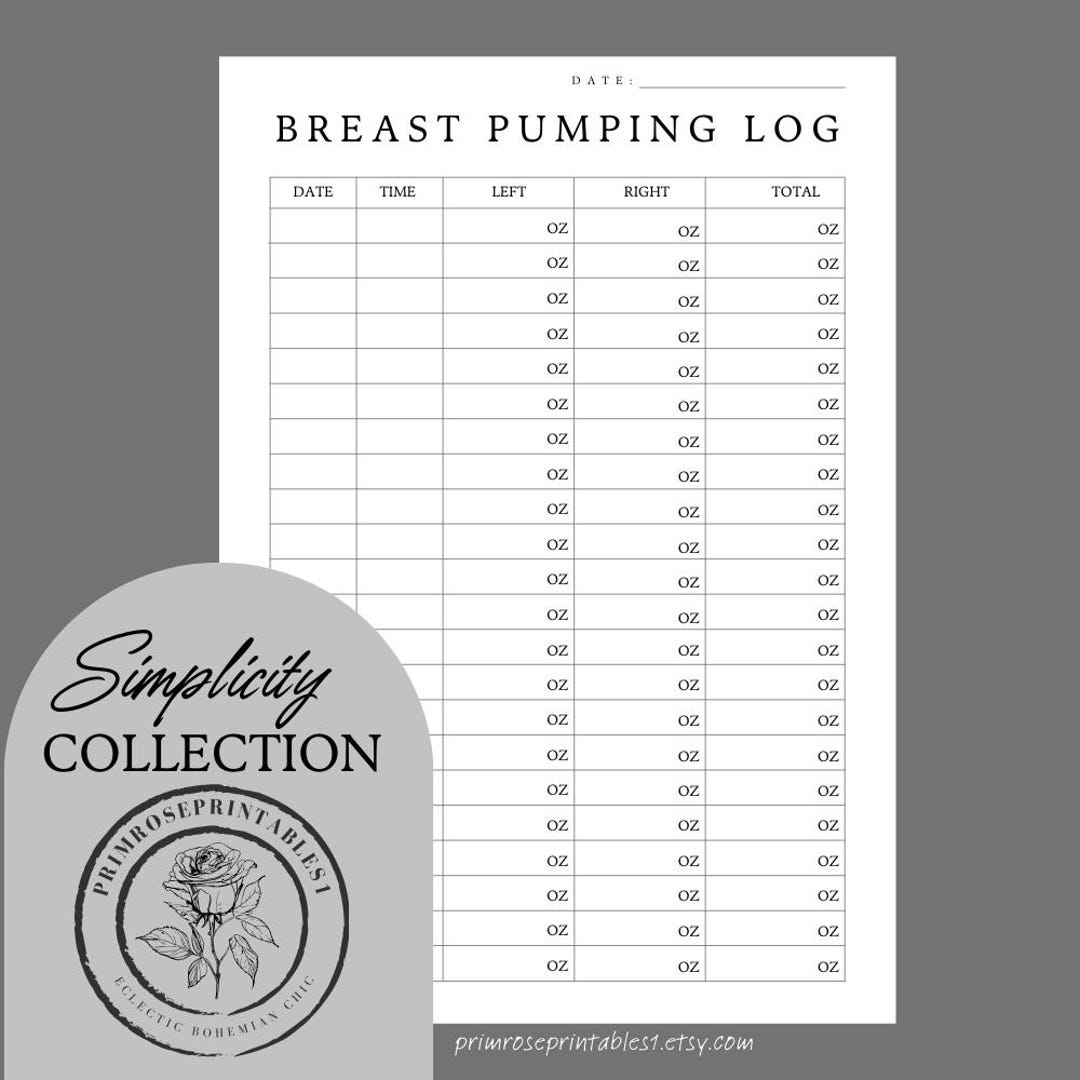 Simple Exclusive Breast Pumping Log Tracker Unlimited Printable Digital ...