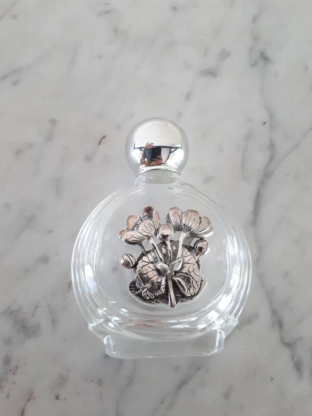 Vintage Crystal Perfume Bottle Made in France by VCA With silver Roses ...