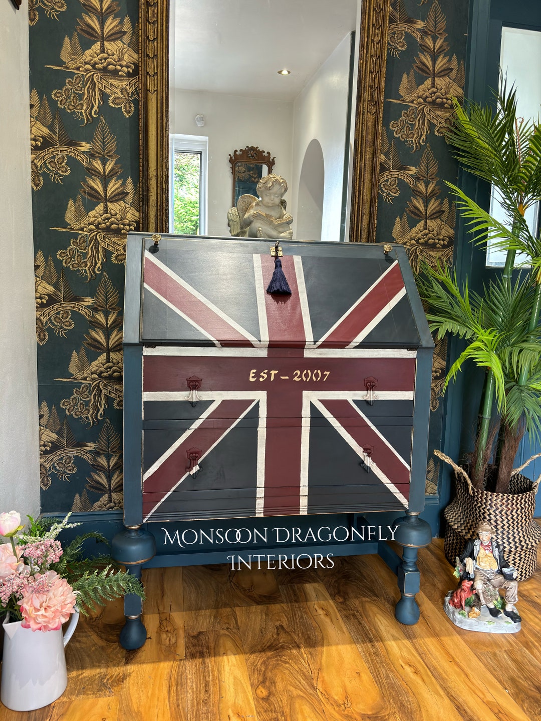 Hand Painted Union Jack British Flag Drawers Bureau Sideboard in a ...