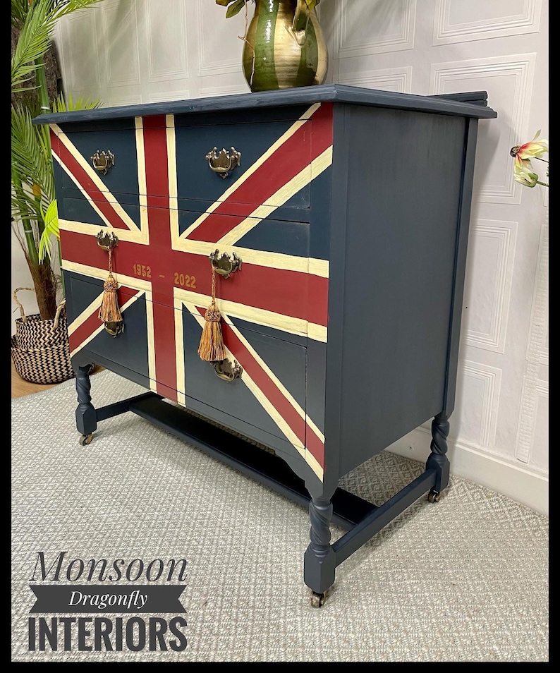 Union Jack Queens Platinum Jubliee Chest of Drawers Hand - Etsy