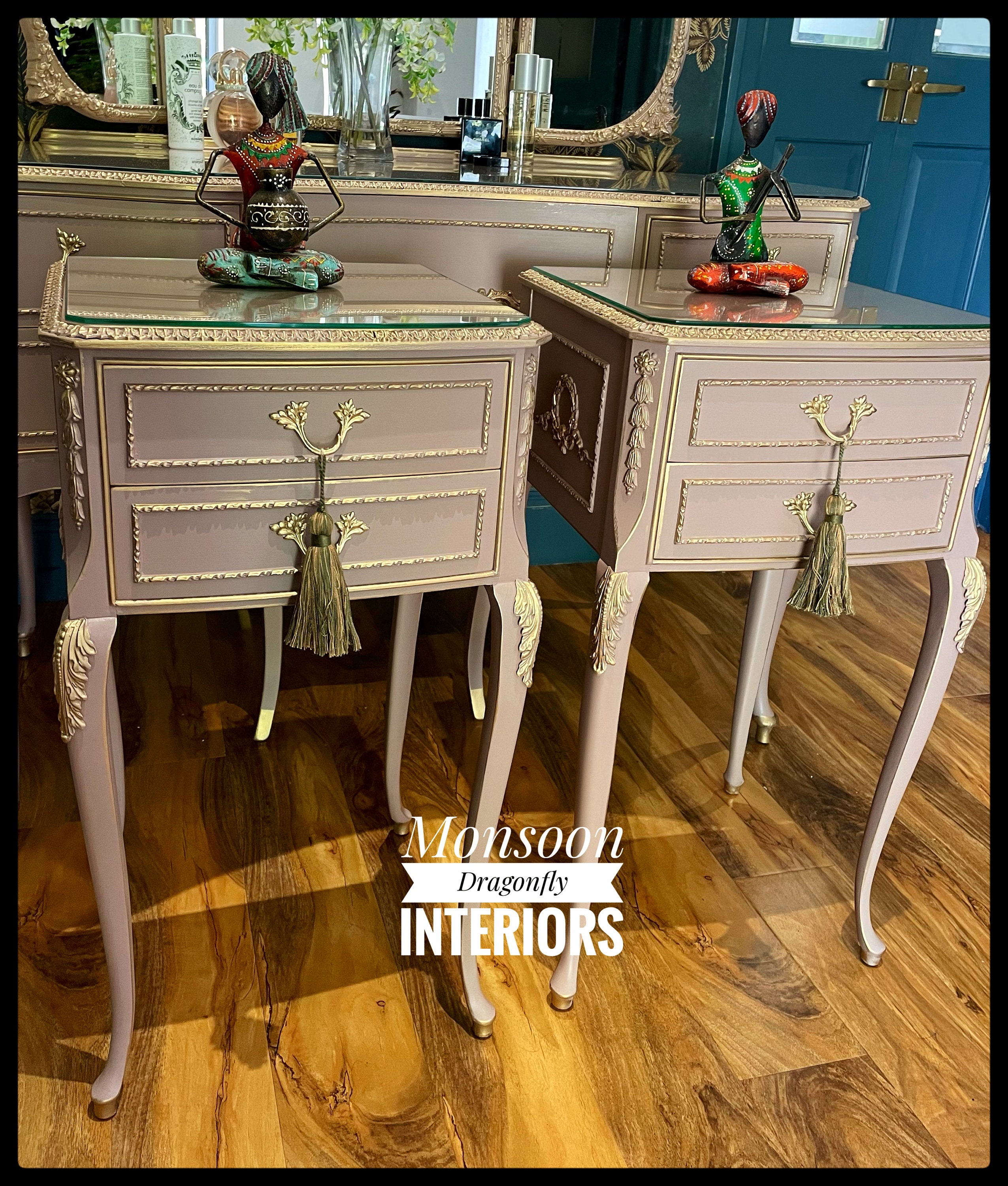 Vintage Olympus Bedside Tables, Pink Chests With Glass Tops (pair) to ...