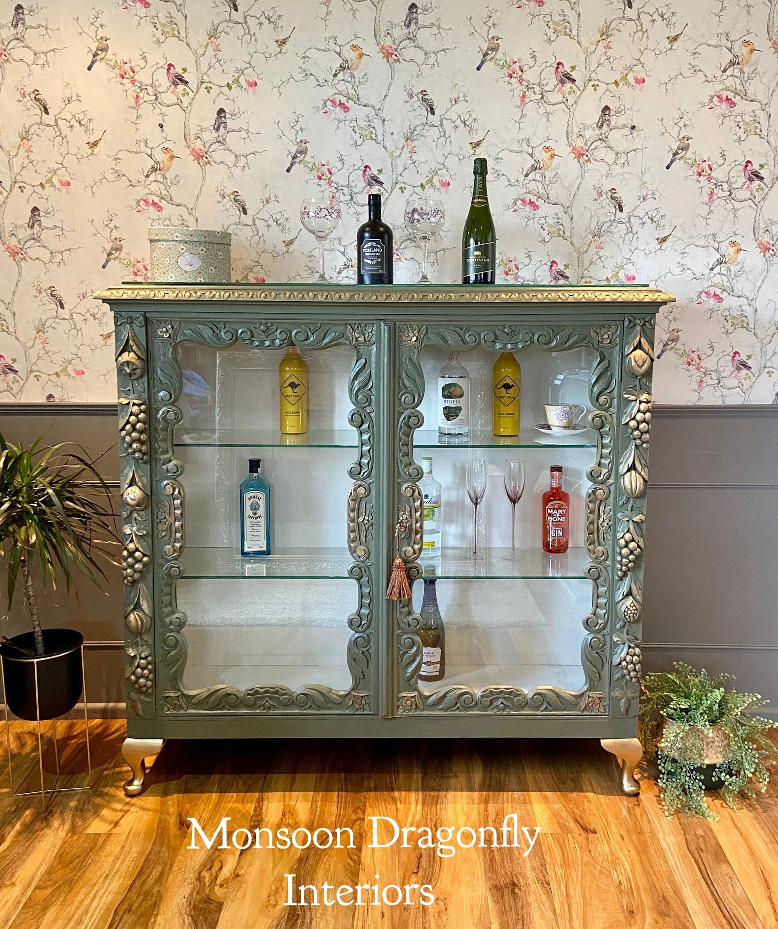 SOLD Vintage Hand Carved Drinks Cocktails Display Cabinet - Etsy