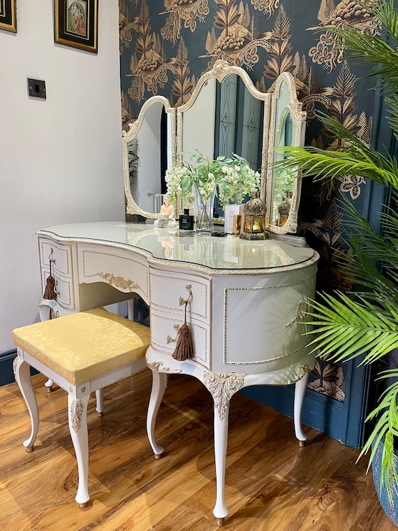 Vintage Olympus Dressing Table French Louis Style Antoinette Dressing Table mirror stool Etsy