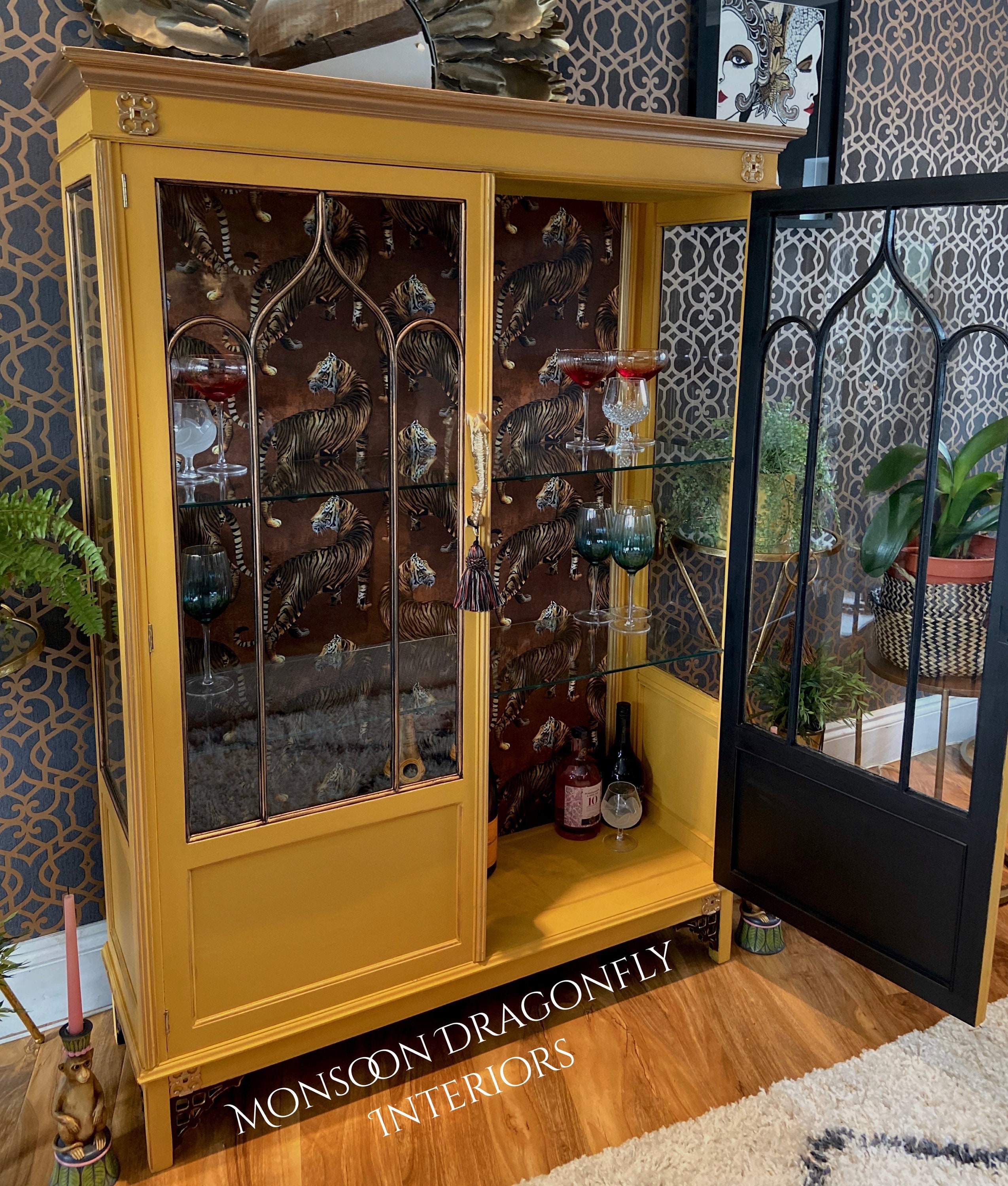 Original Colonial Era Drinks Cabinet Cocktail Display With Copper ...