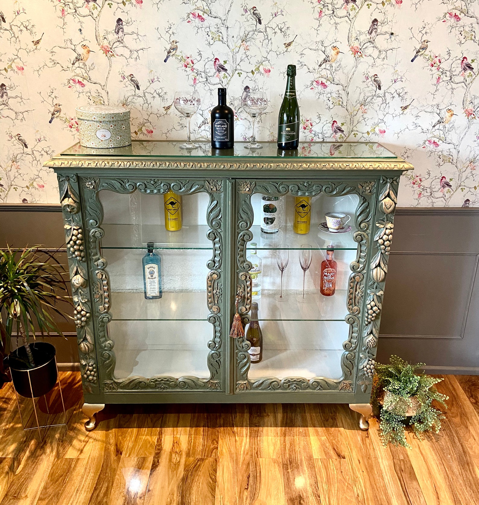 SOLD Vintage Hand Carved Drinks Cocktails Display Cabinet - Etsy