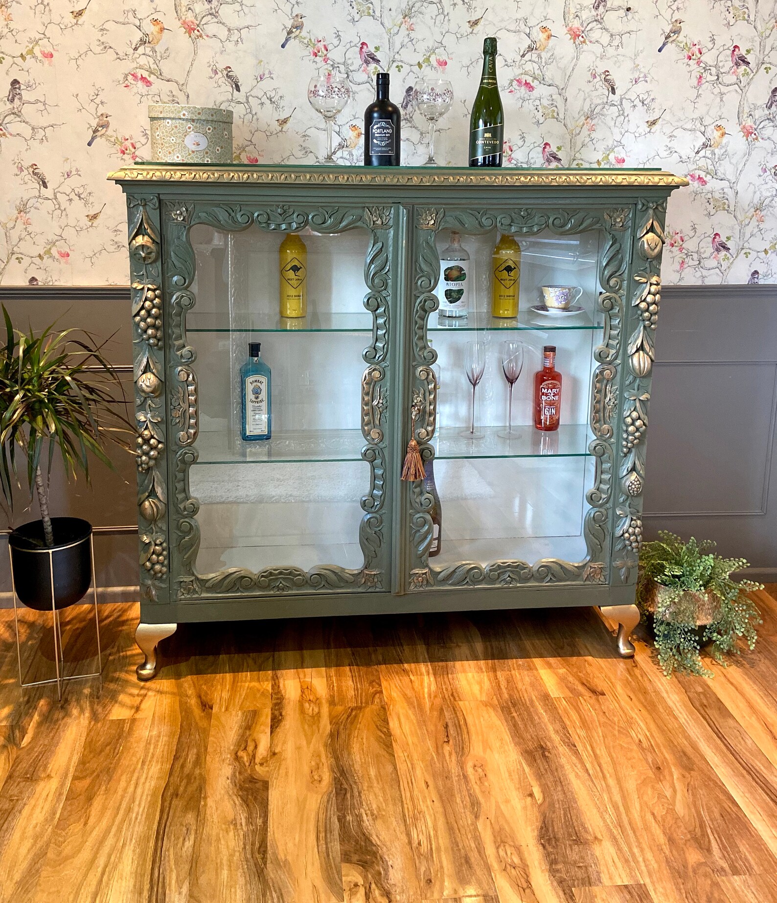 SOLD Vintage Hand Carved Drinks Cocktails Display Cabinet - Etsy