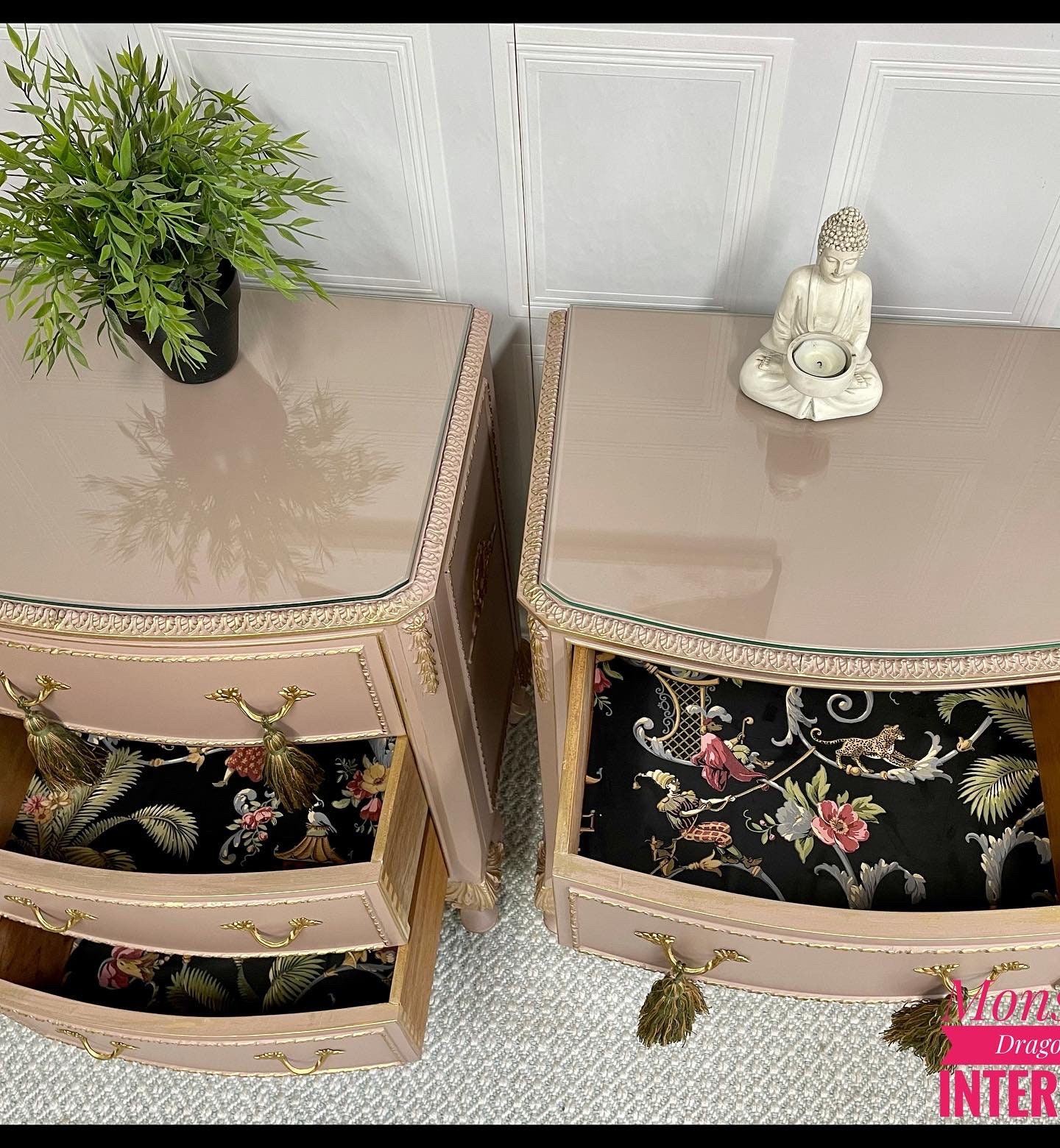 Pair of Vintage Bedside Olympus Chests Tables With Polished Glass Tops ...