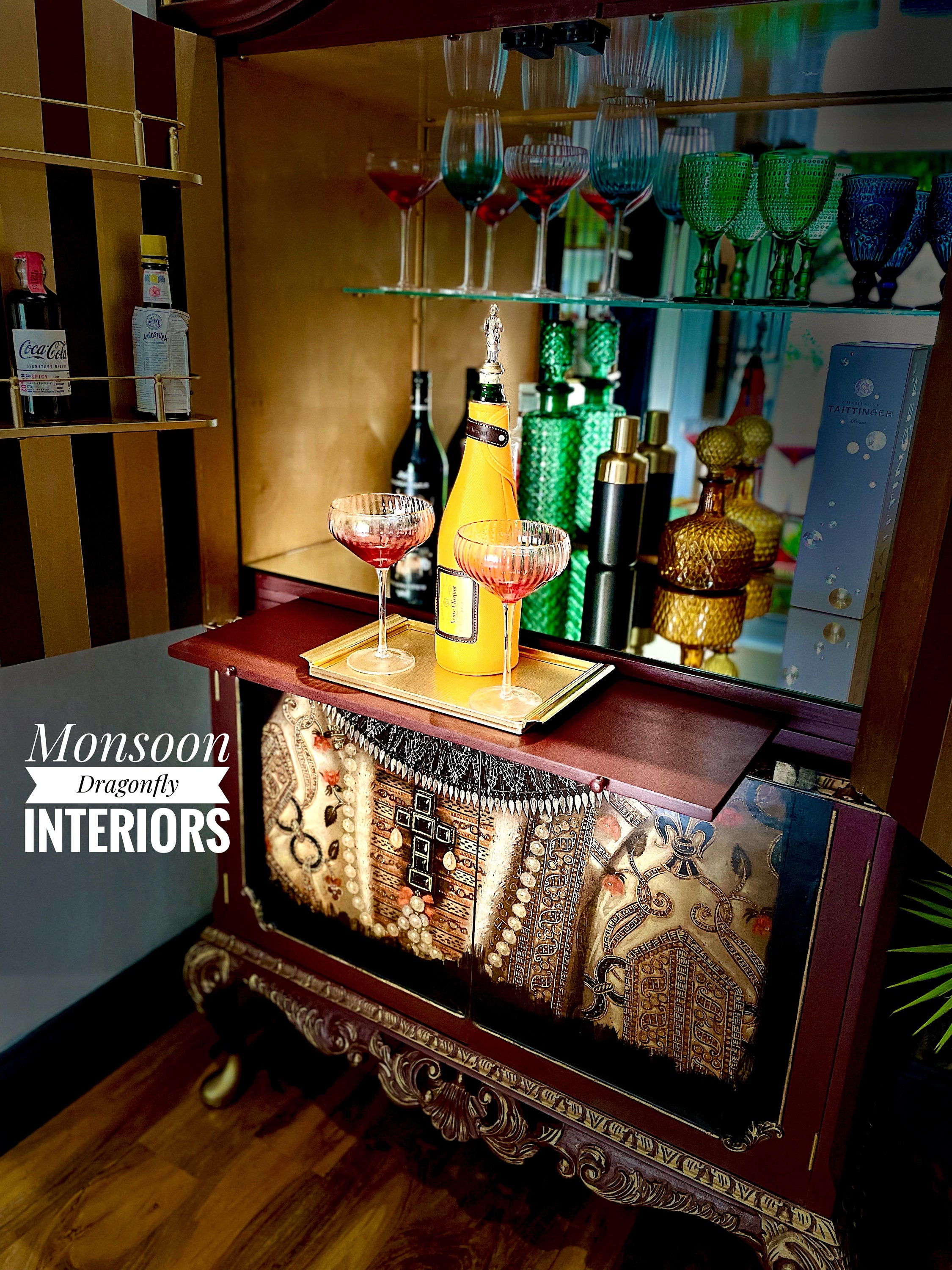 SOLD Art Deco Vintage Funky Drinks Cocktail Gin Bar Cabinet Cupboard ...