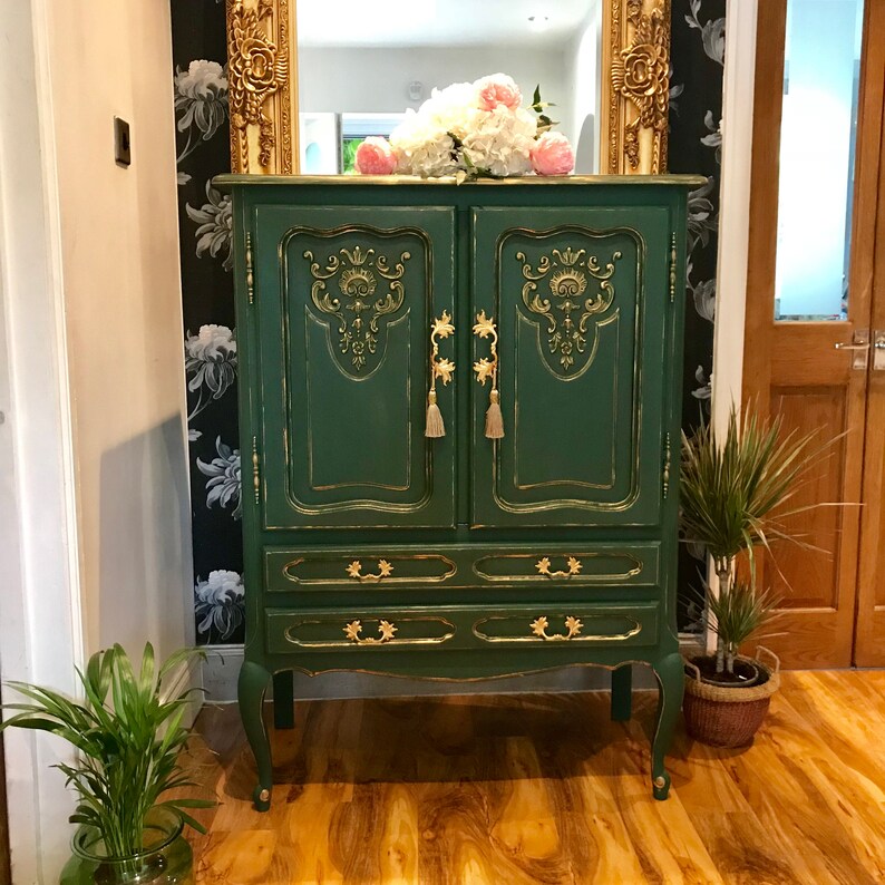 SOLD stunning Carved French Shabby Chic Sideboard Cupboard Cabinet in ...