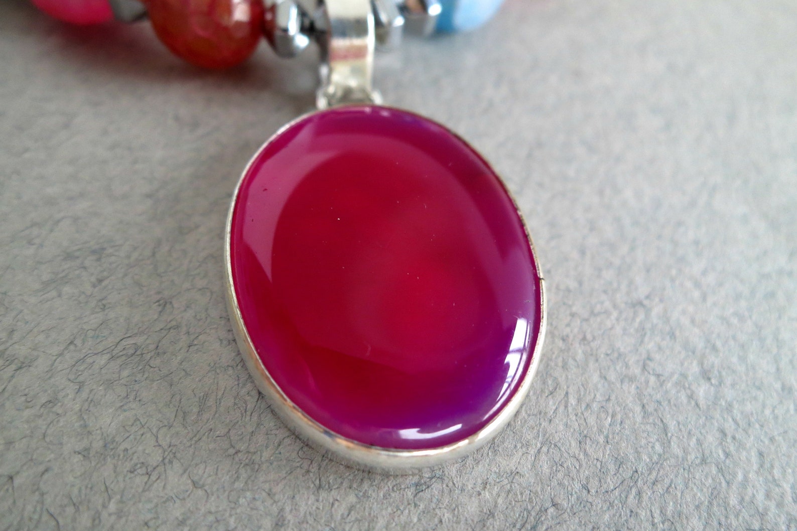 Pink Stone Necklace, Pink Beaded Necklace, Pink Statement Necklace ...