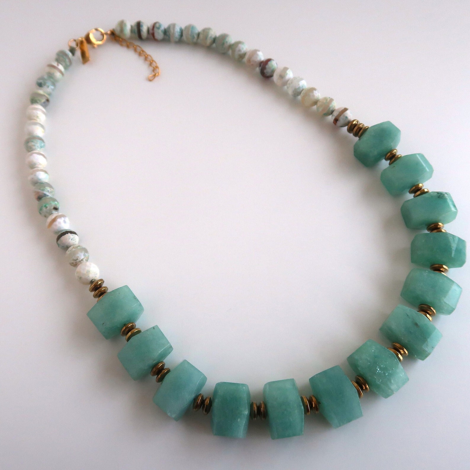 Green Jade Necklace, Green Statement Necklace, Green Beaded Necklace ...