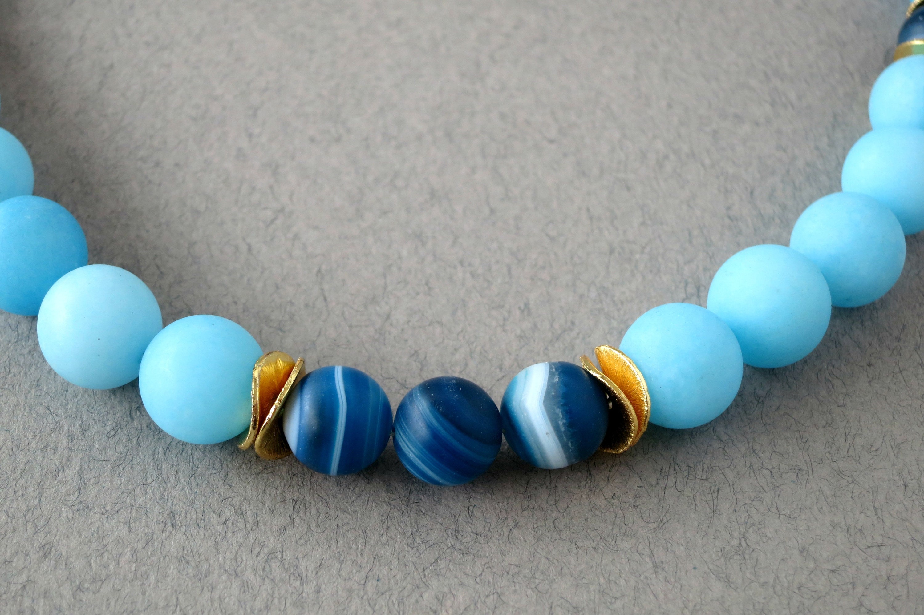 Blue Beaded Necklace, Blue Statement Necklace, Light Blue Necklace ...
