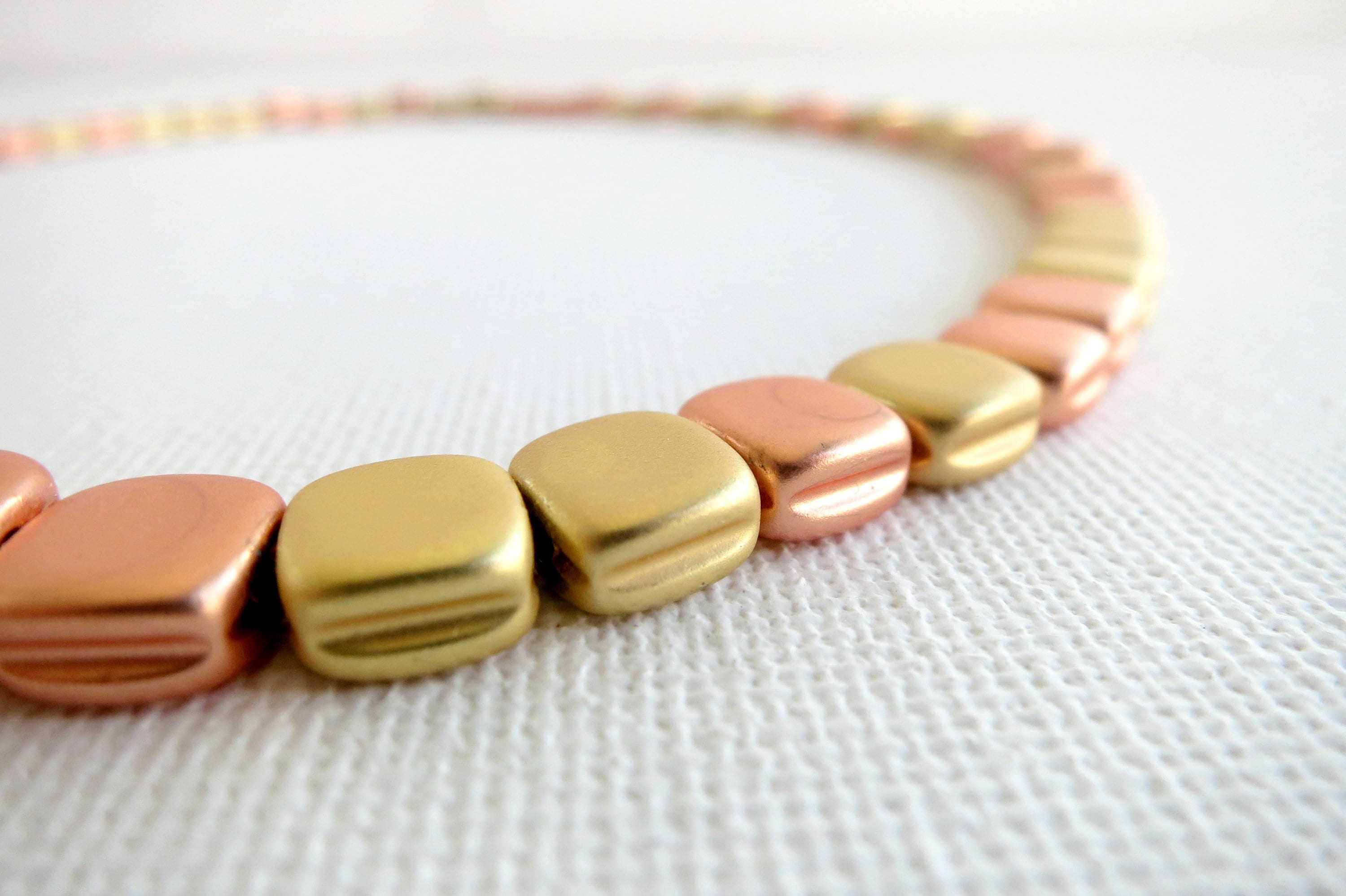 Toggle Necklace, Gemstone Bead Necklace, Golden Bead Necklace, Square ...