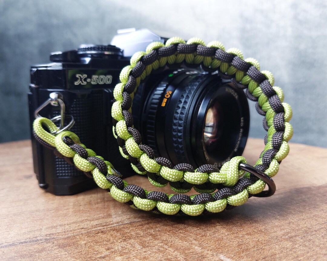 Braided Camera Wrist Strap / Brown and Green / Paracord 550 / Width: 2 ...