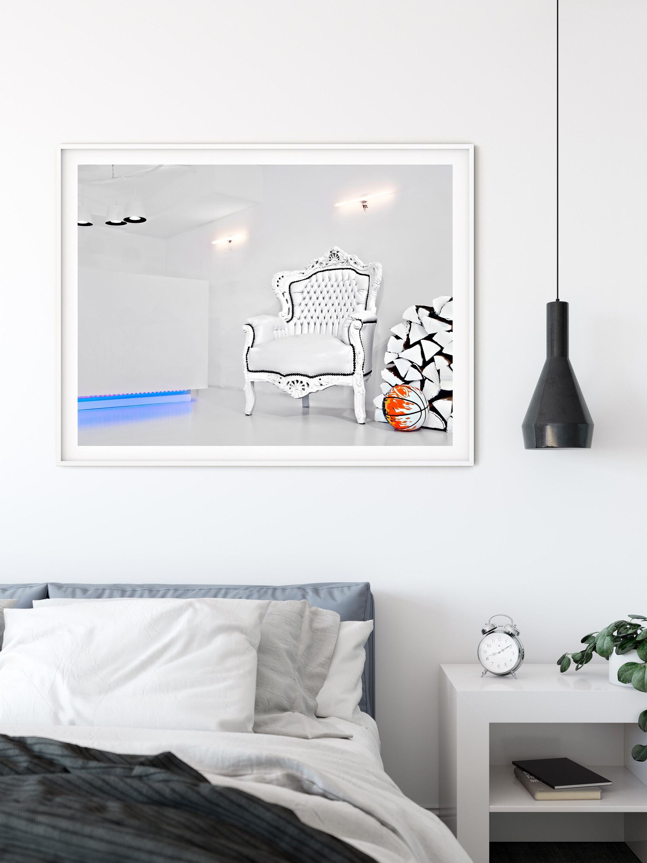 White Modern Shop Interior Print, Architecture Photography, Minimalist ...