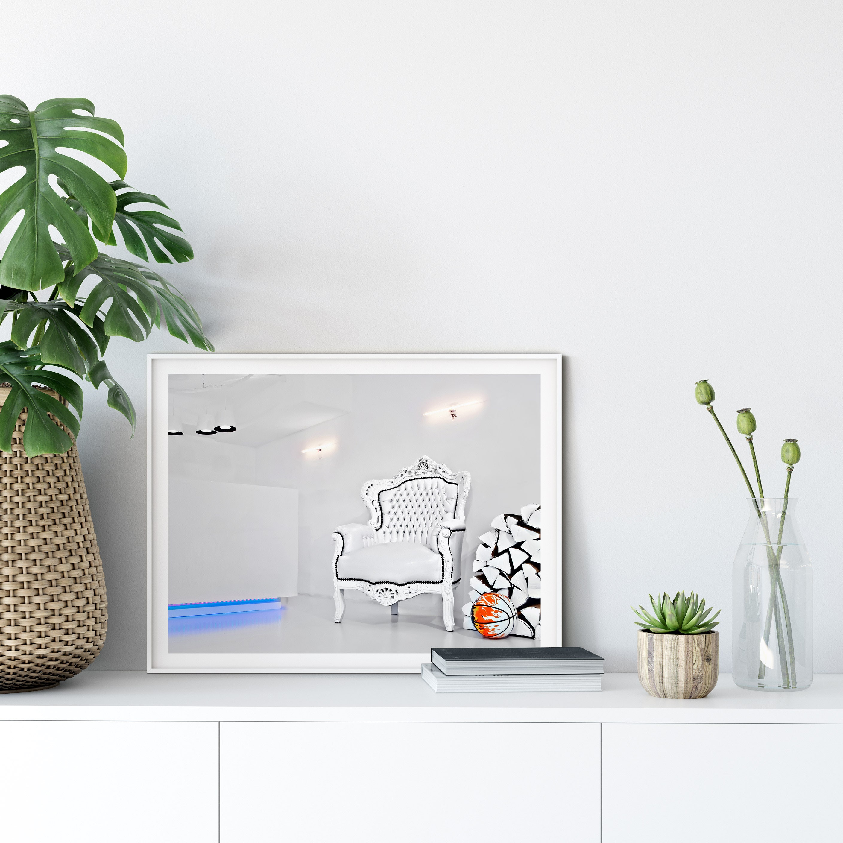 White Modern Shop Interior Print, Architecture Photography, Minimalist ...