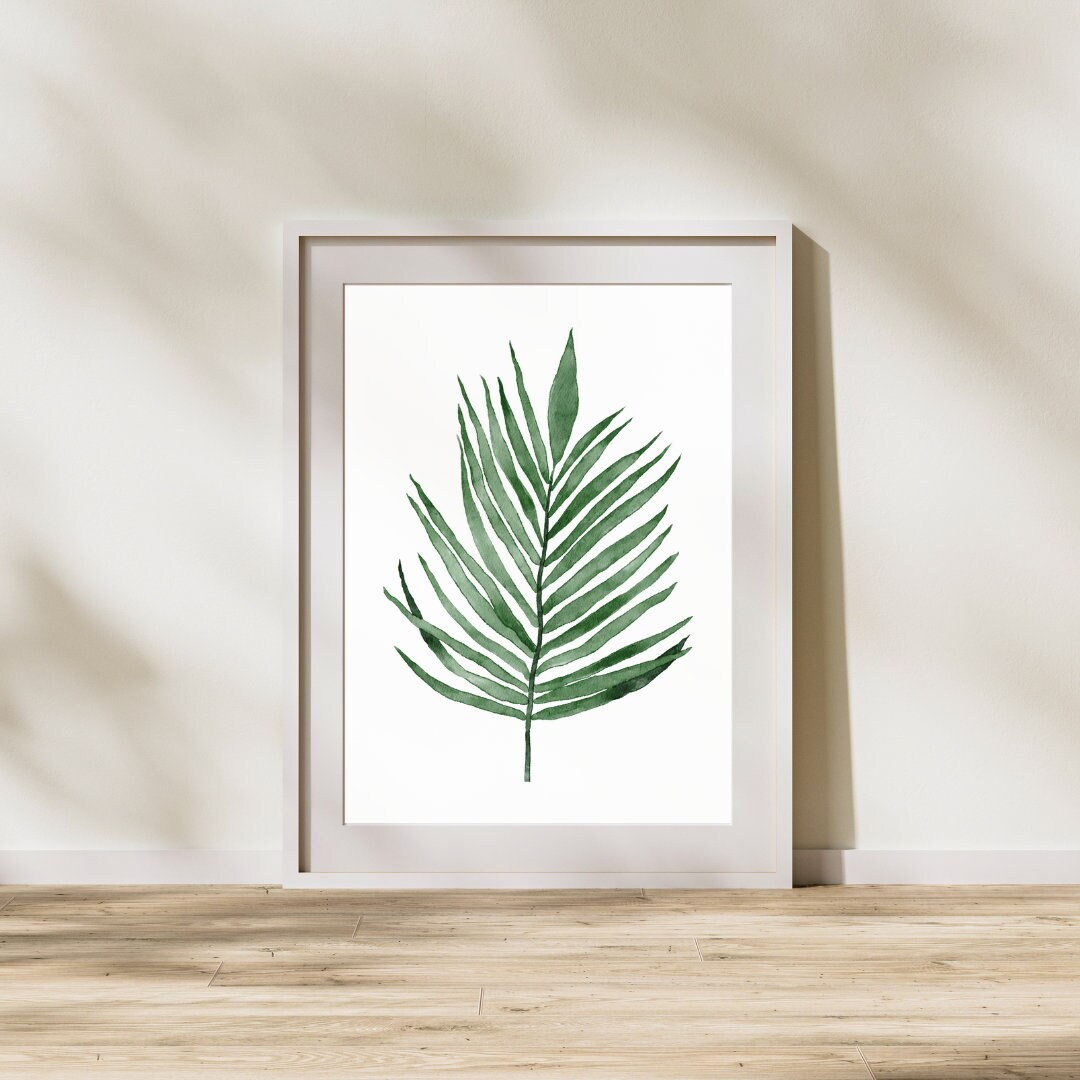 Palm Leaf Print, Printable Wall Decor, Boho Print, Wall Art, Watercolor ...